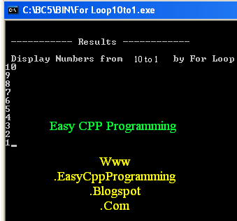 Program For Loop Display 10 To 1 Numbers ~ C++ Tutorial With Basic ...