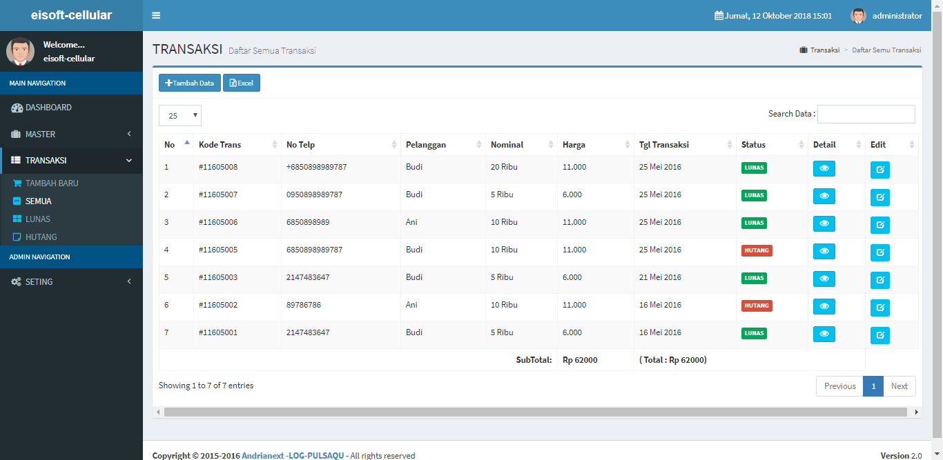 [LENGKAP] Managemen Counter Pulsa Berbasis Web PHP MySQL