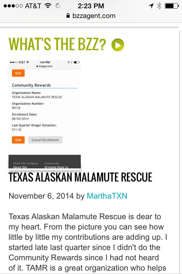 To live, love and eat is pure happiness!: Kroger Community Rewards Program