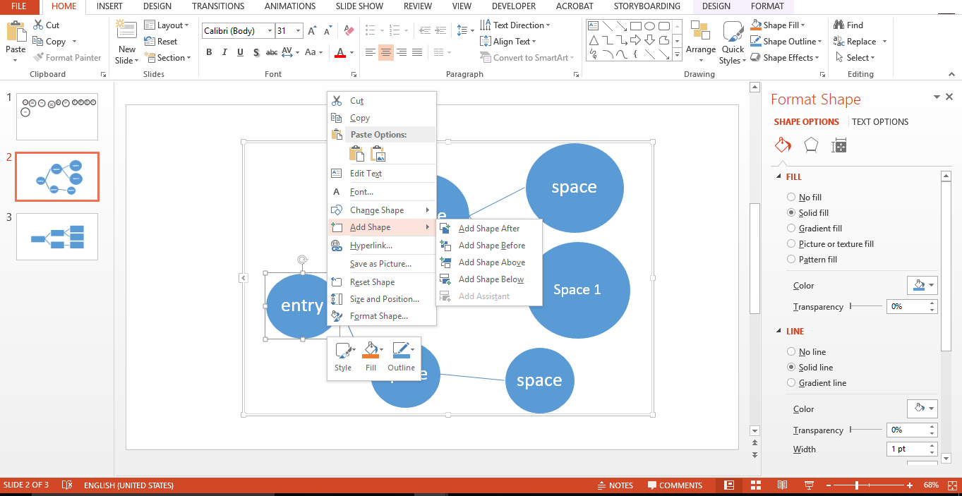 How to create bubble diagram in PowerPoint 2013 (for architects)