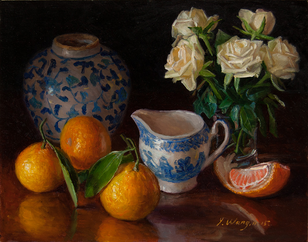 DAILY PAINTERS MARKETPLACE: orange and rose flower still life painting