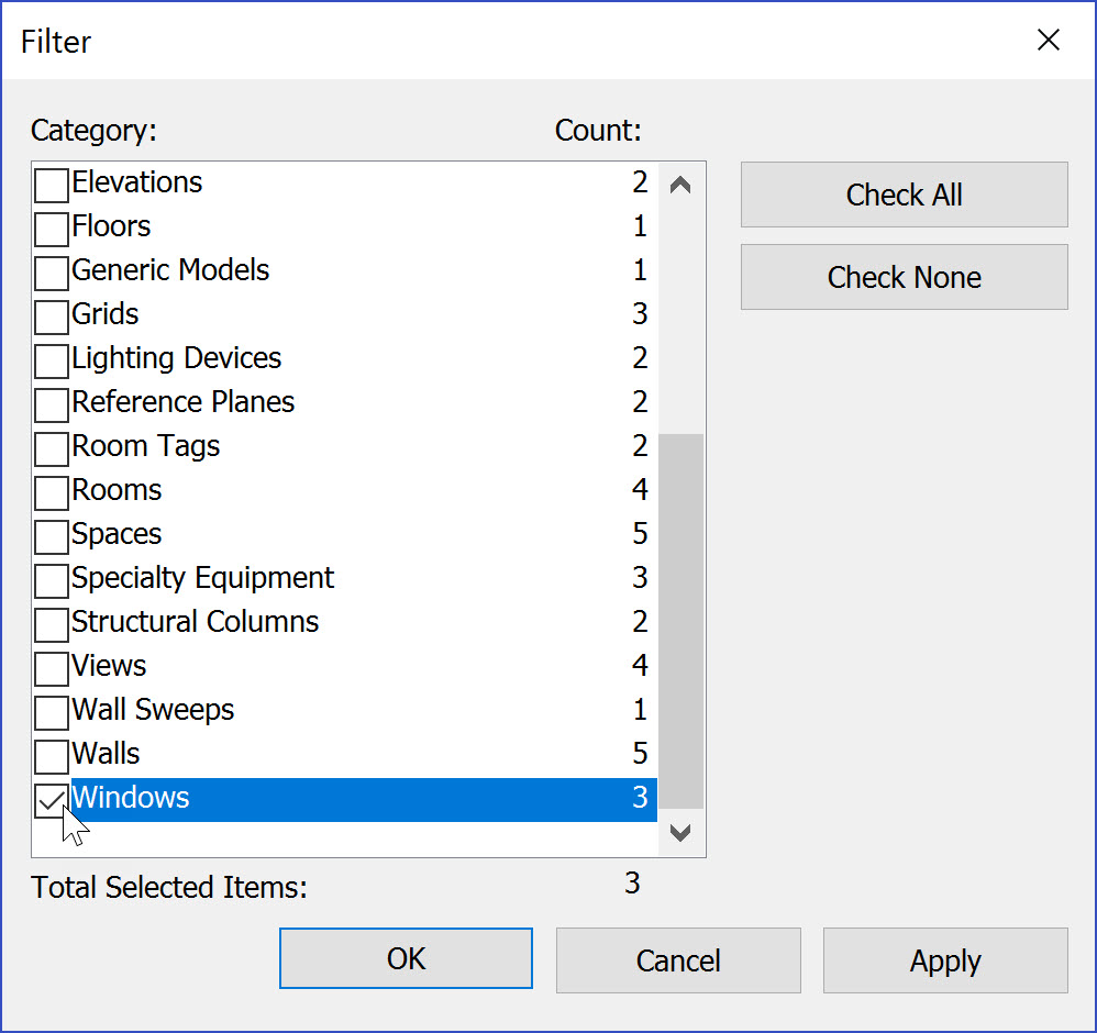 BIM Chapters: Selecting Elements Example