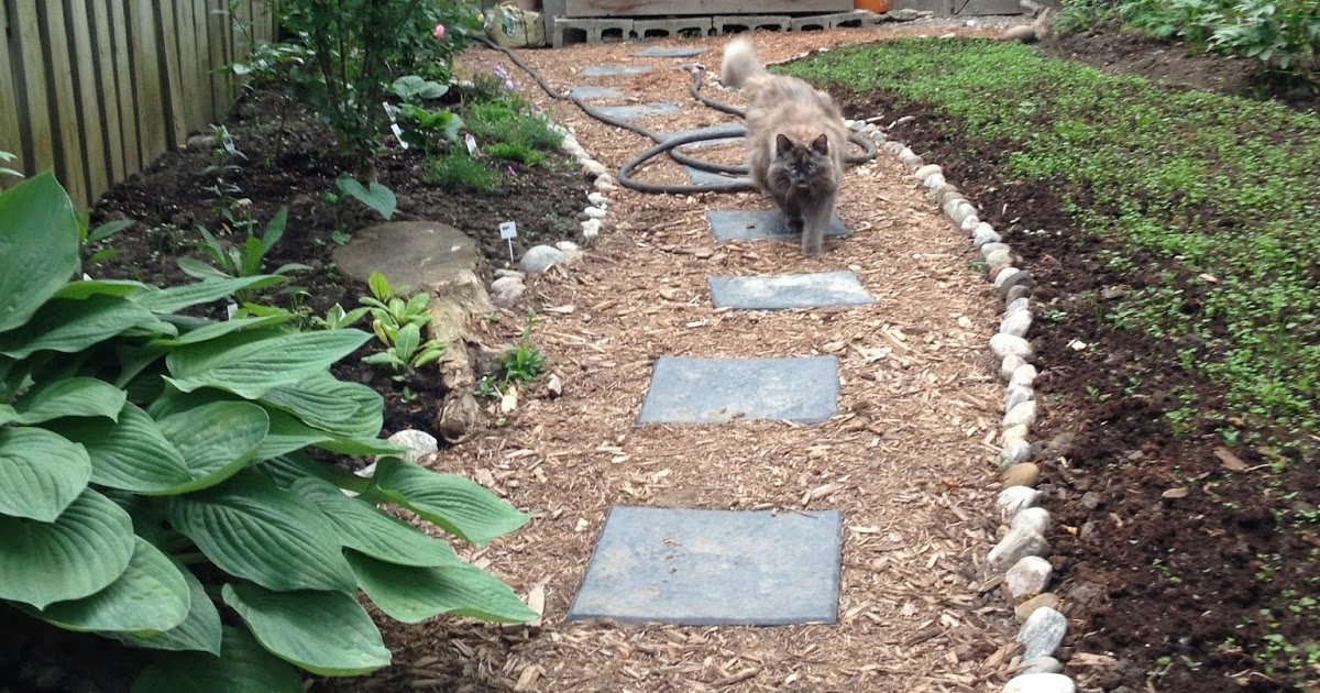 Cedar mulch path with "Stomp Stones"