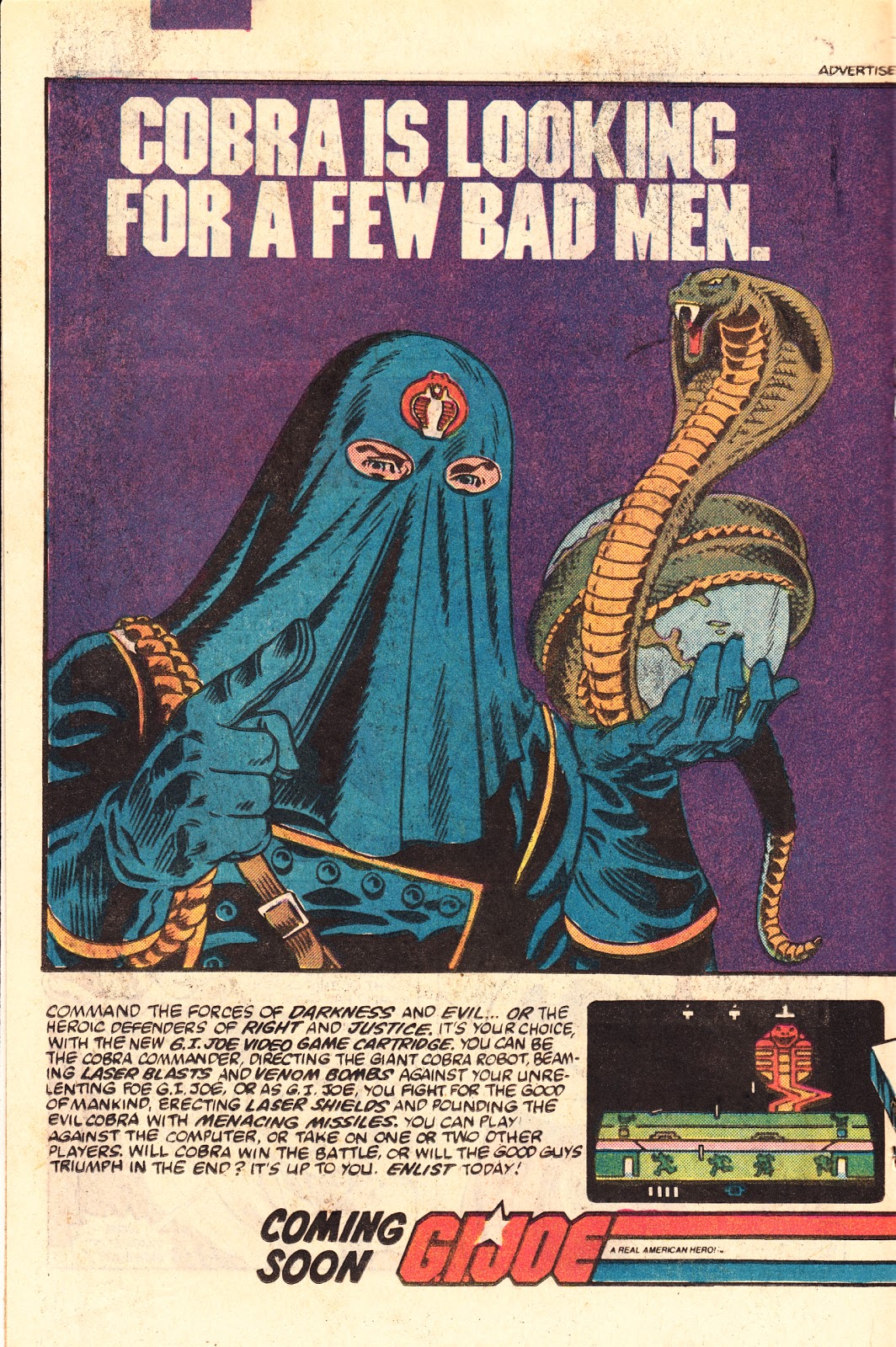 STARLOGGED - GEEK MEDIA AGAIN: 1982: G.I. JOE: THE VIDEO GAME ADVERT