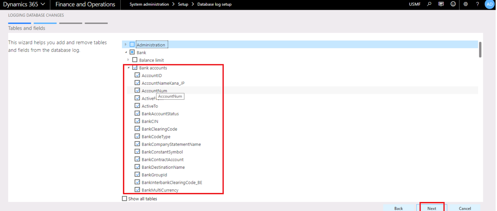 How to activate database log in dynamics 365?