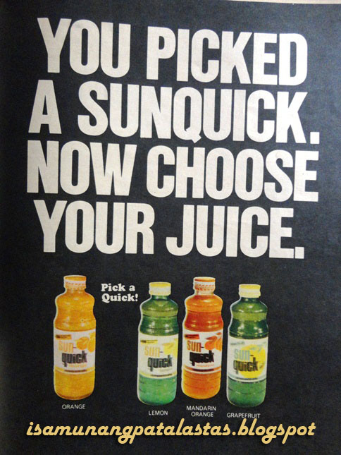 ISA MUNANG PATALASTAS: 219.Over 20 Glasses of SUNQUICK, Print Ads 1970-71