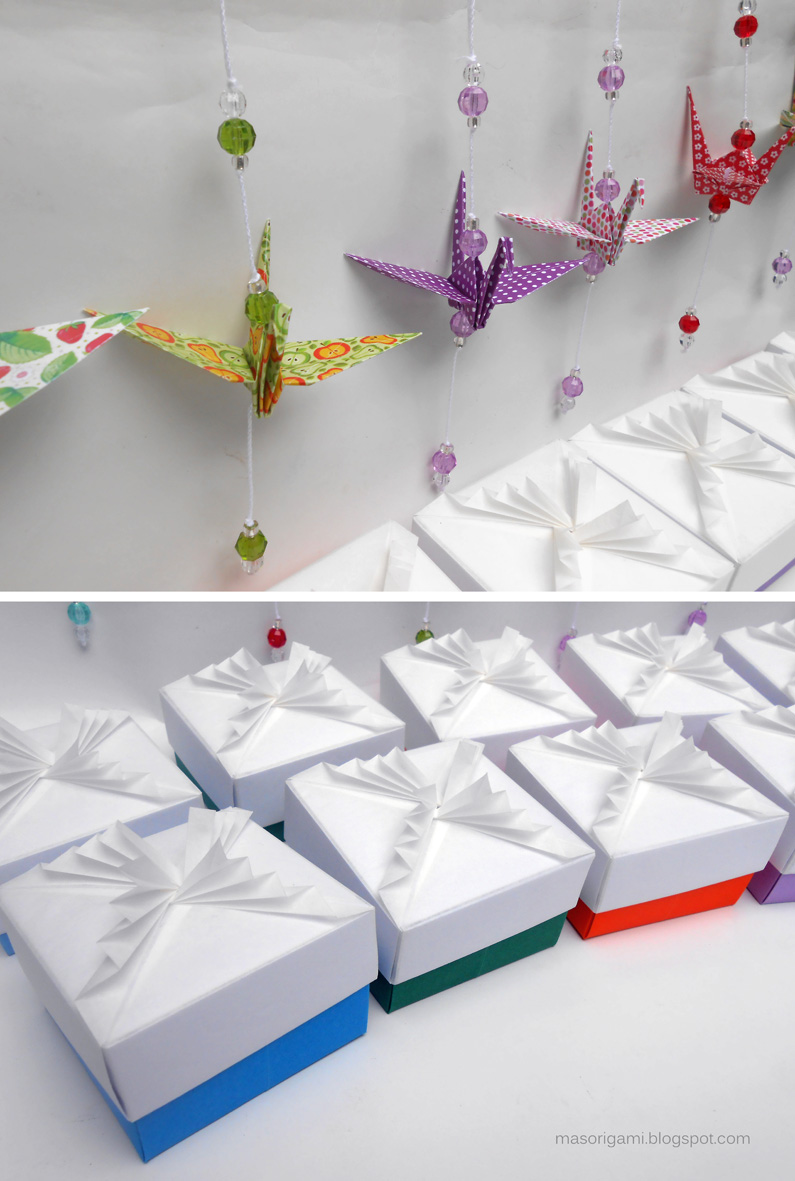 mas origami: Cajas de origami multicolor para la Comunión de Julia
