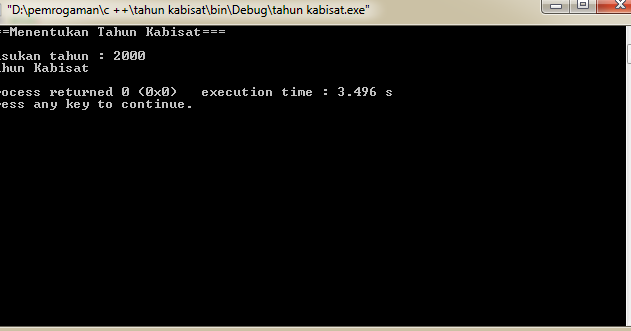 CODEBLOCKS : Menentukan tahun kabisat dengan bahasa program c++