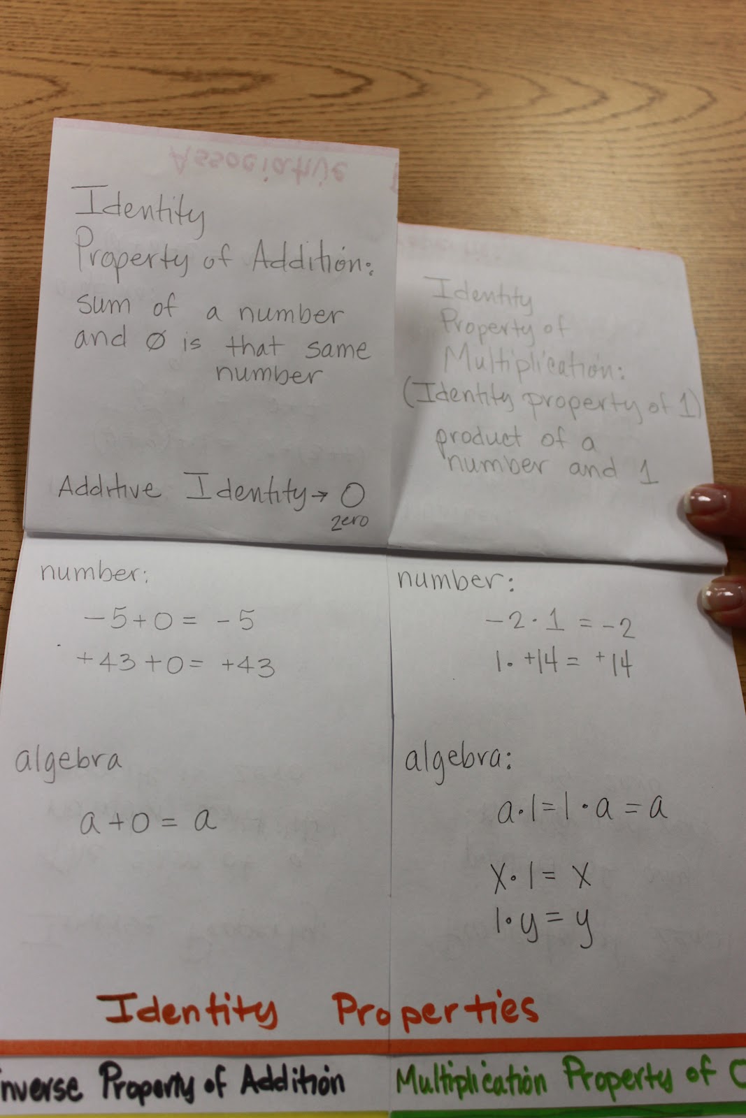 Algebra 1A/B with Mr. Jenkins: Property Foldable Directions & Pictures
