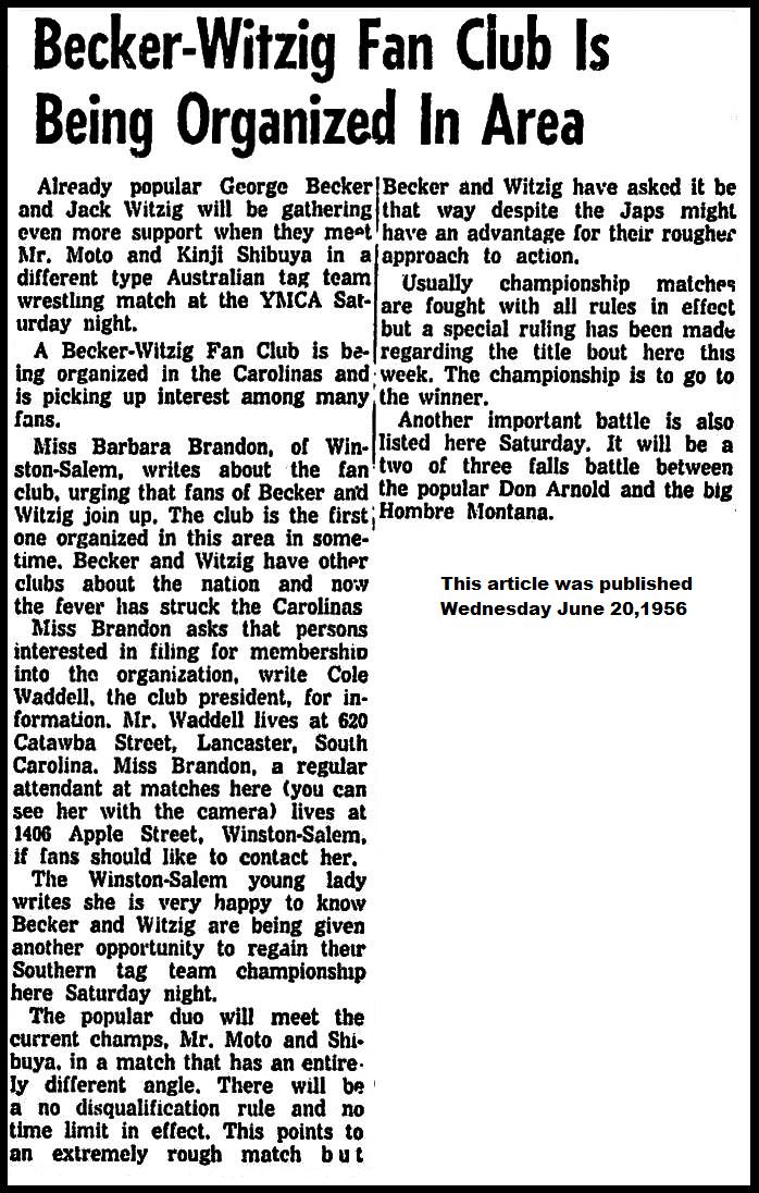 All Star Championship Wrestling: George Becker and Jack Witzig - 1955/1956