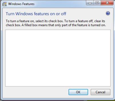Blank Windows feature on or off issue