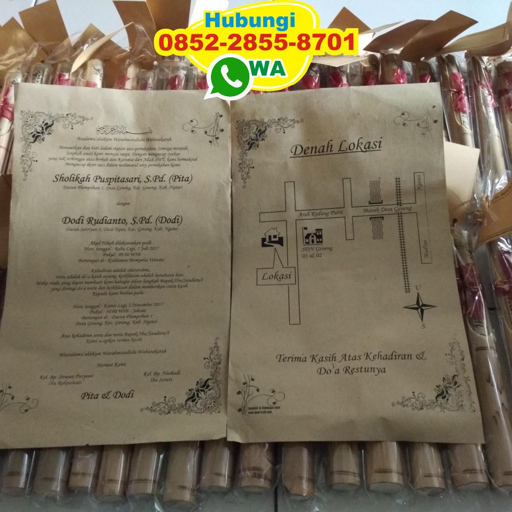 Undangan Bambu Separo, Undangan Gulung Bambu Separuh | Souvenir Pernikahan