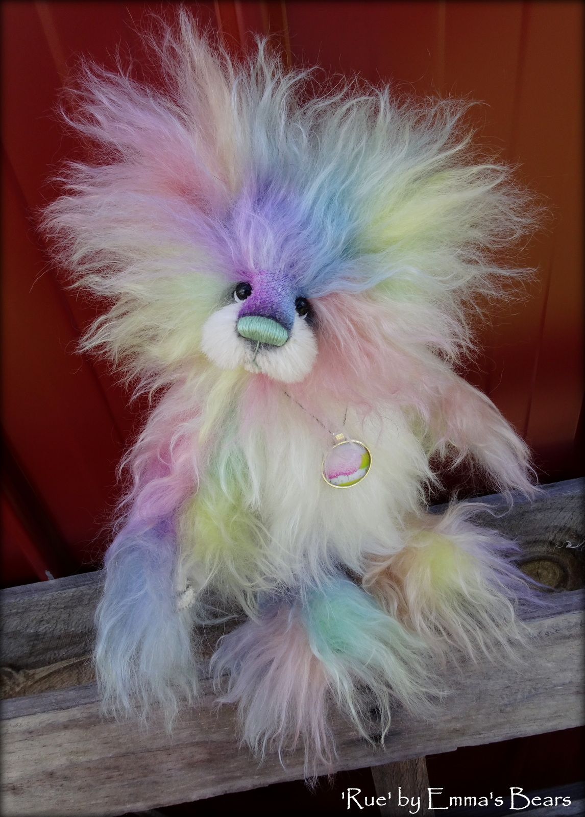 The Inner World of Emma's Bears: Starburst and Rue - rainbow mohair bears