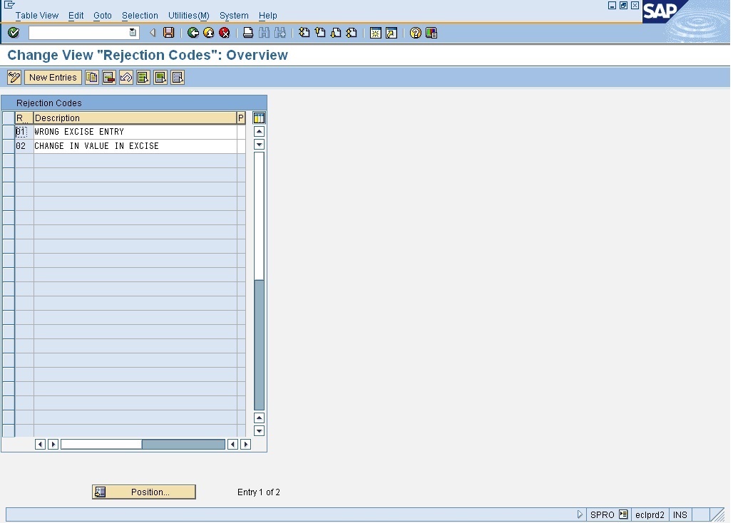 SAP CIN : HOW TO MAINTAIN EXCISE INVOICE REJECTION CODES IN SAP ...