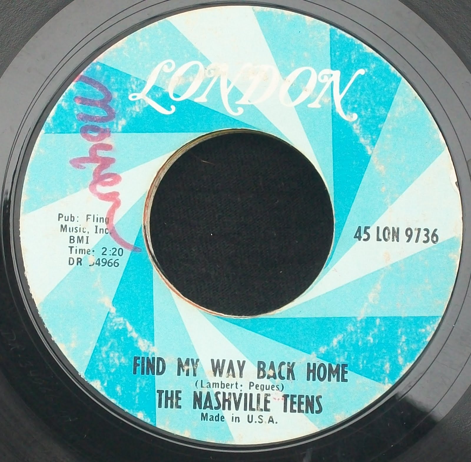 Derek's Daily 45: THE NASHVILLE TEENS - FIND MY WAY BACK HOME