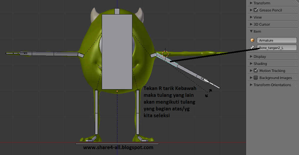 Rigging Karakter Blender 3d Mike Monster University Dengan Teknik ...