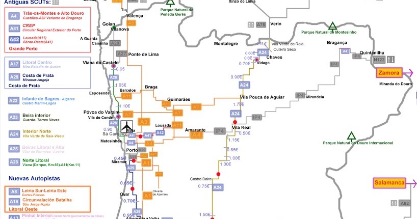 Nuevos peajes en Portugal (ex-SCUTs) Mapas, comparativas y pago.: Mapa ...