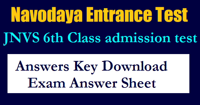 JNVST Navodaya 6th Class Answers Key 2018 Navodaya Entrance Exam Answer jnvst-navodaya-6th-class-answers-key-2018-navodaya-entrance-exam-answer
