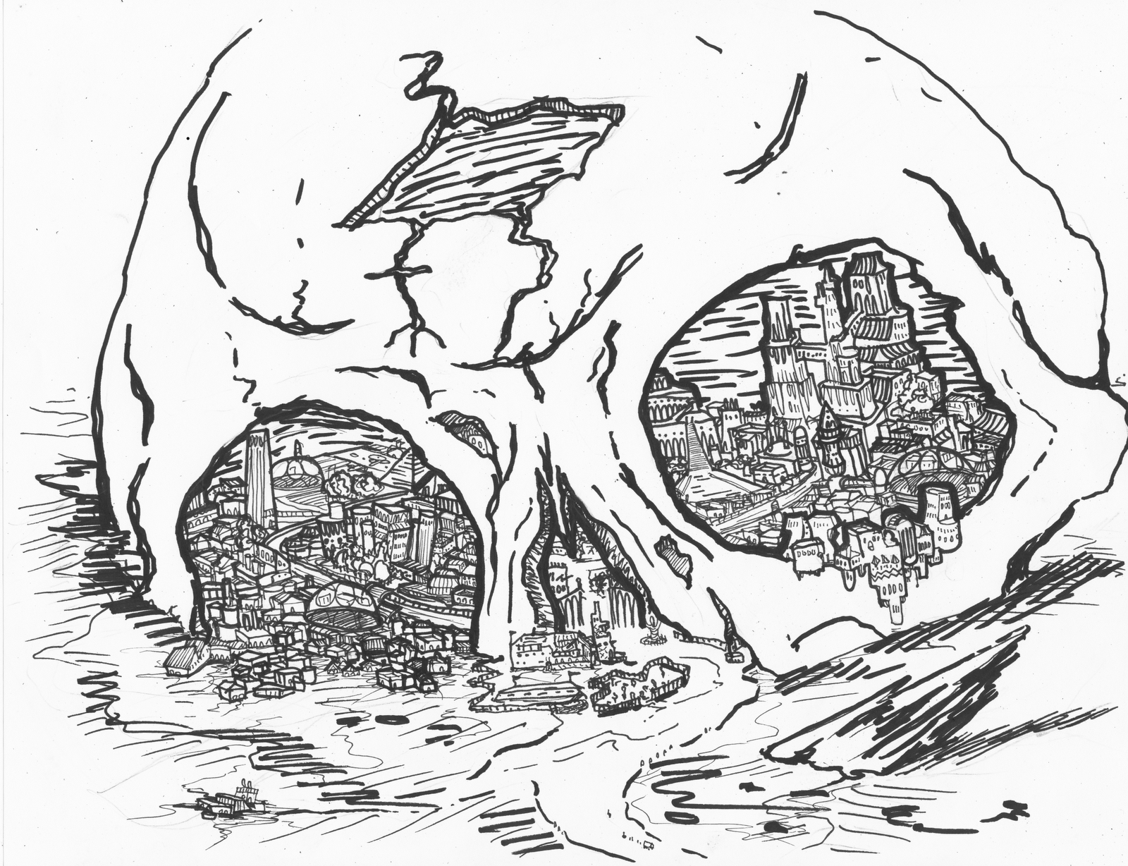 Dungeon of Signs: A doodle of Skull Town