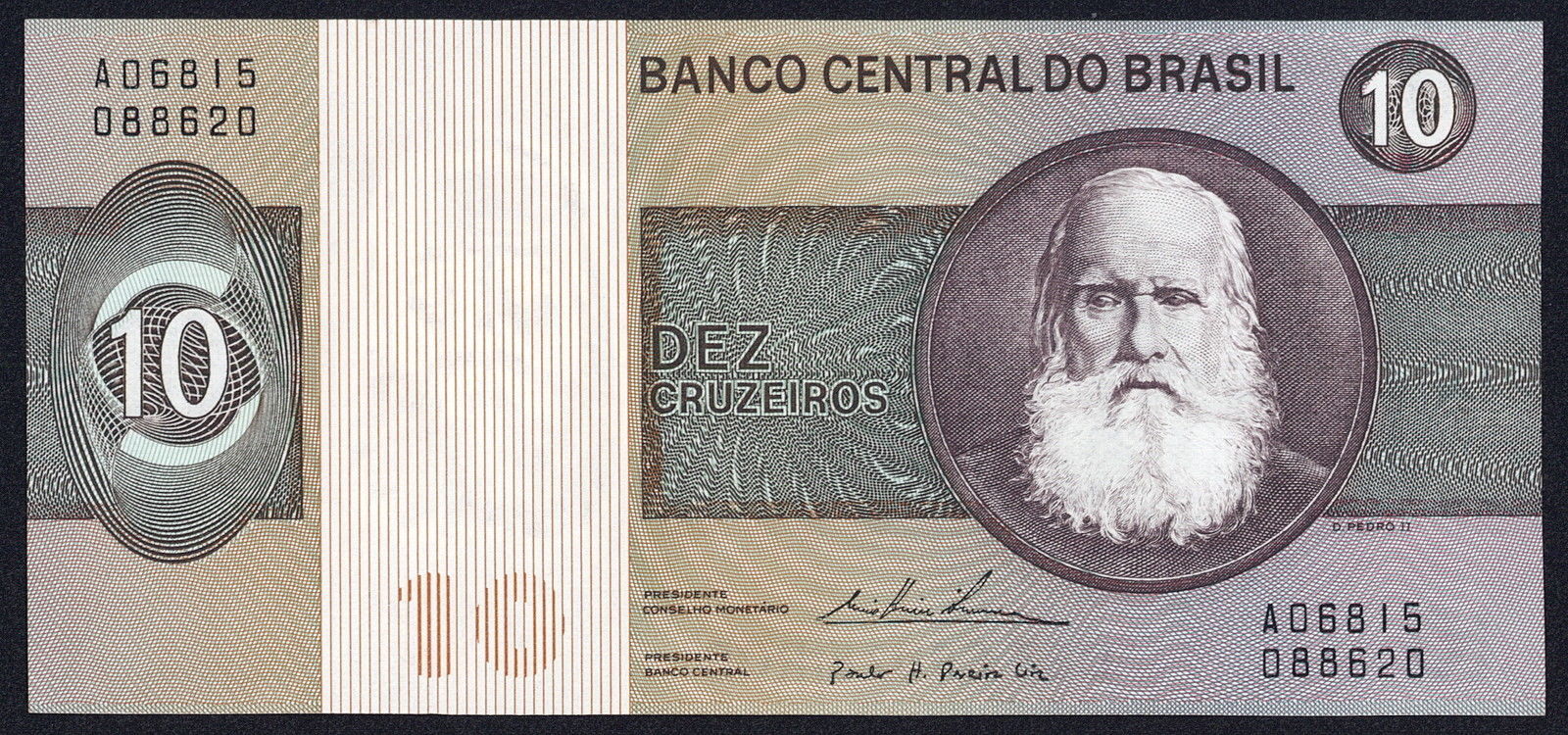Brazil 10 Cruzeiros banknote 1975 Dom Pedro II|World Banknotes & Coins ...
