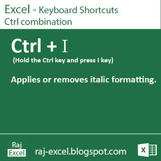 Raj Excel: Excel Shortcut Keys: Ctrl + I (Italic)