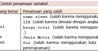 Pengertian Variabel dan Aturan-Aturan Bahasa yang Berlaku dalam Bahasa ...