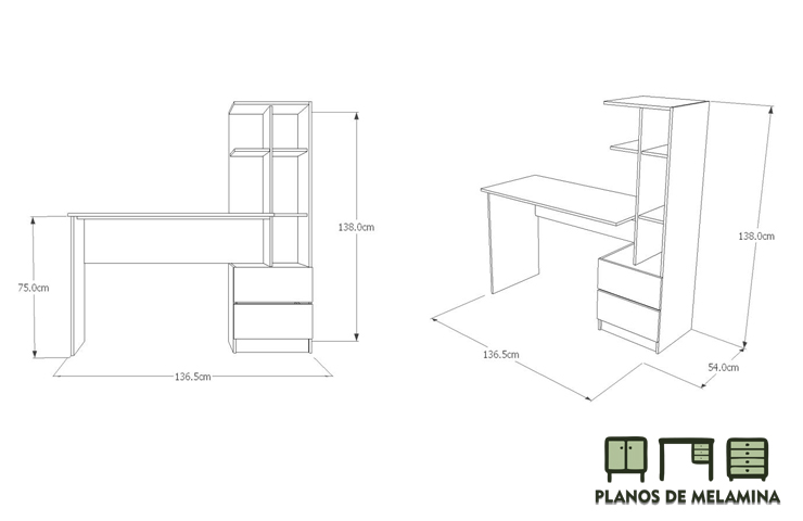 PLANOS DE MUEBLE - Haz tu escritorio librero fácil