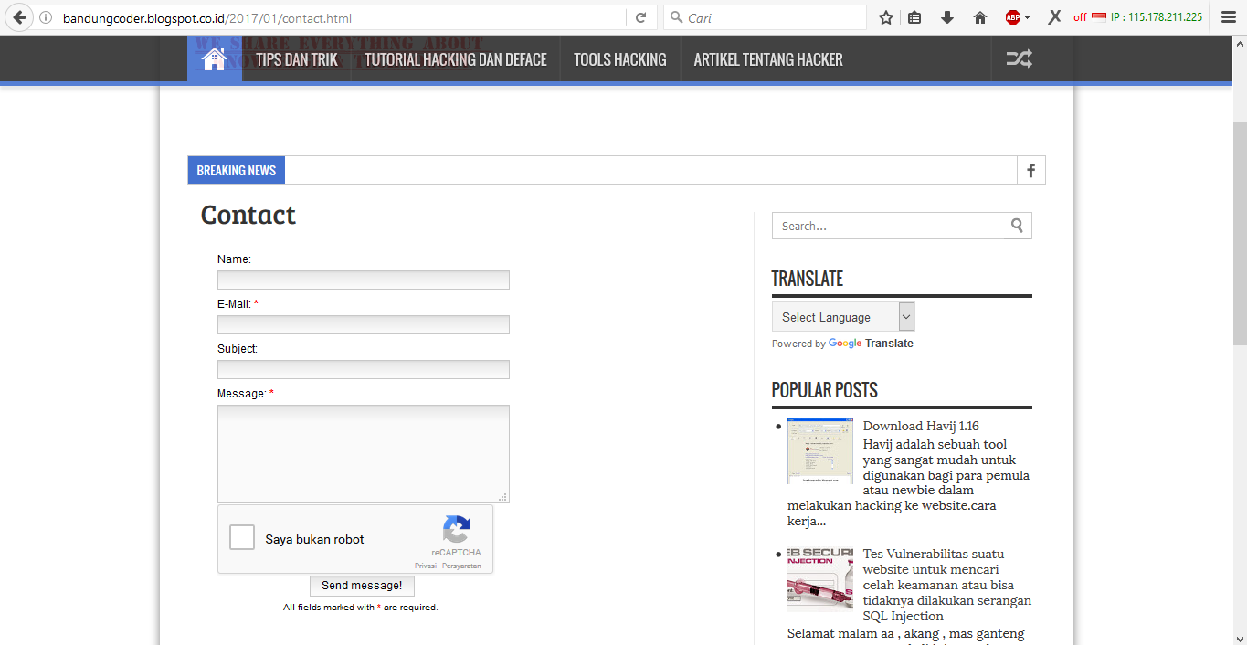 Cara Mudah Membuat Halaman Contact Pada Blog | Bandung Coder