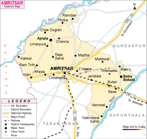 Map Of India: Amritsar- district-map