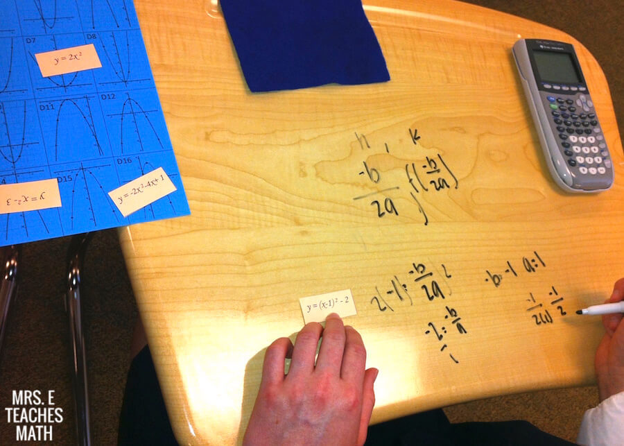 Quadratics and Writing on the Desks! | Mrs. E Teaches Math