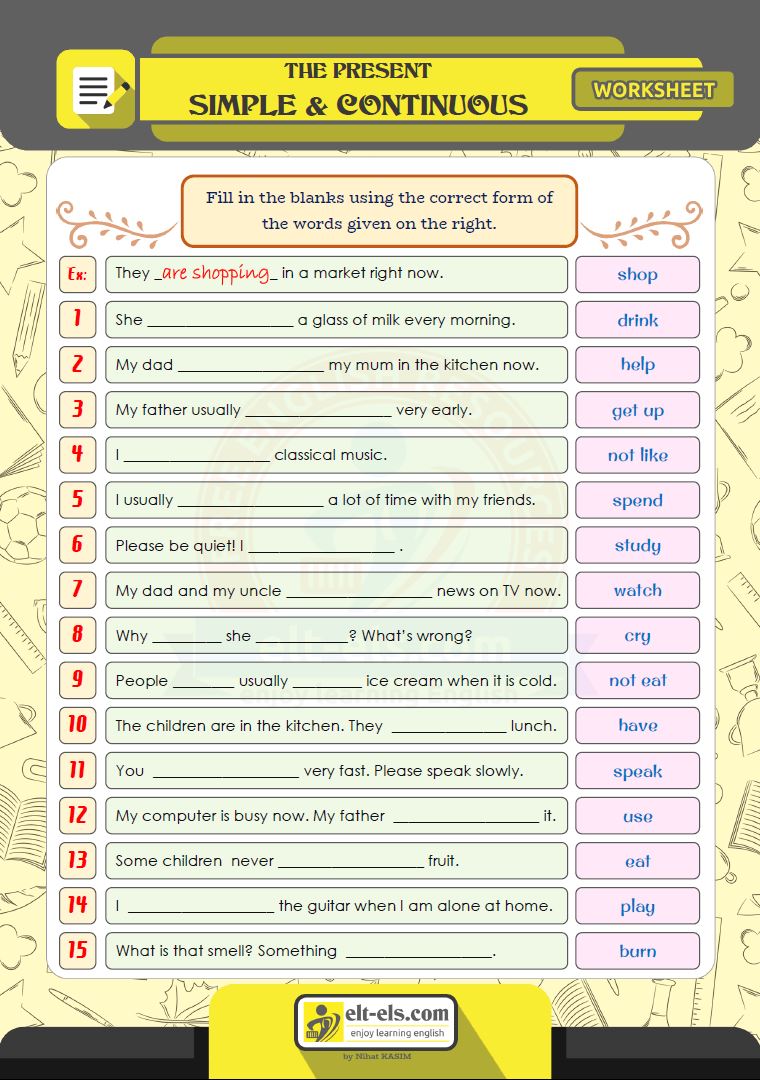 Worksheet: present Simple and present continuous | www.elt-els.com