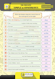Worksheet: present Simple and present continuous | www.elt-els.com
