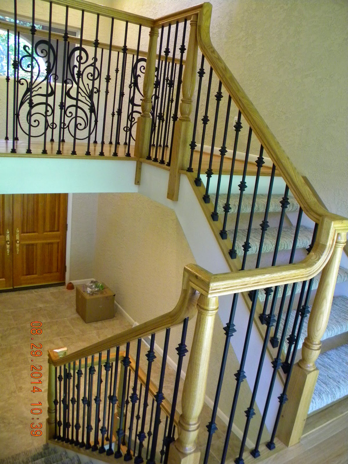 Wood Stairs and Rails and Iron Balusters: Custom Handrail With Iron ...