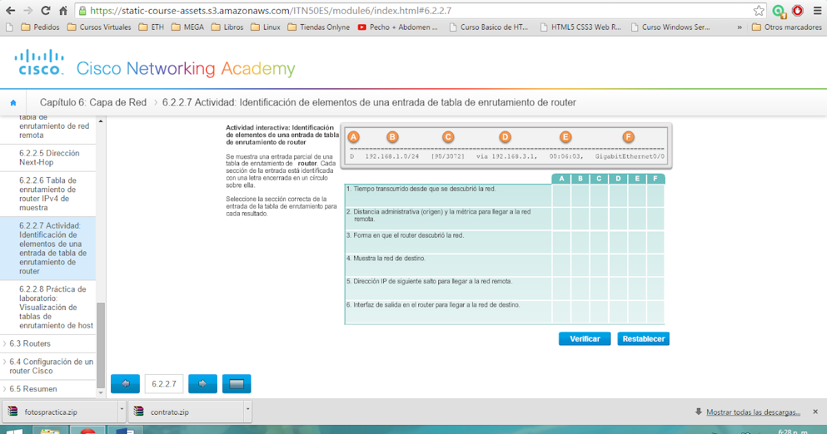 CISCO CCNA 1 v5.0: 6.2.2.7 Laboratorio