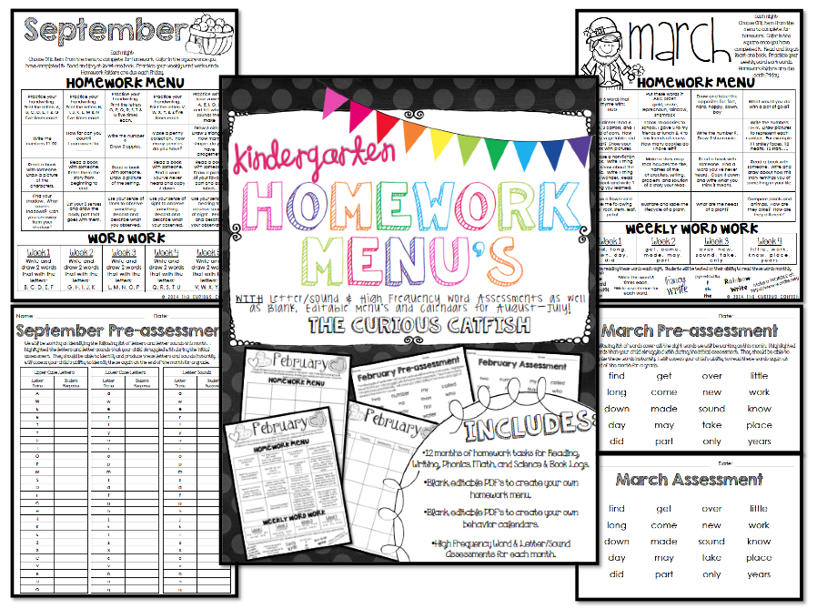 Homework Menus - The Curious Catfish