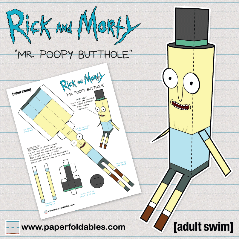 Paper foldable "Mr Poopy Butthole" : r/rickandmorty