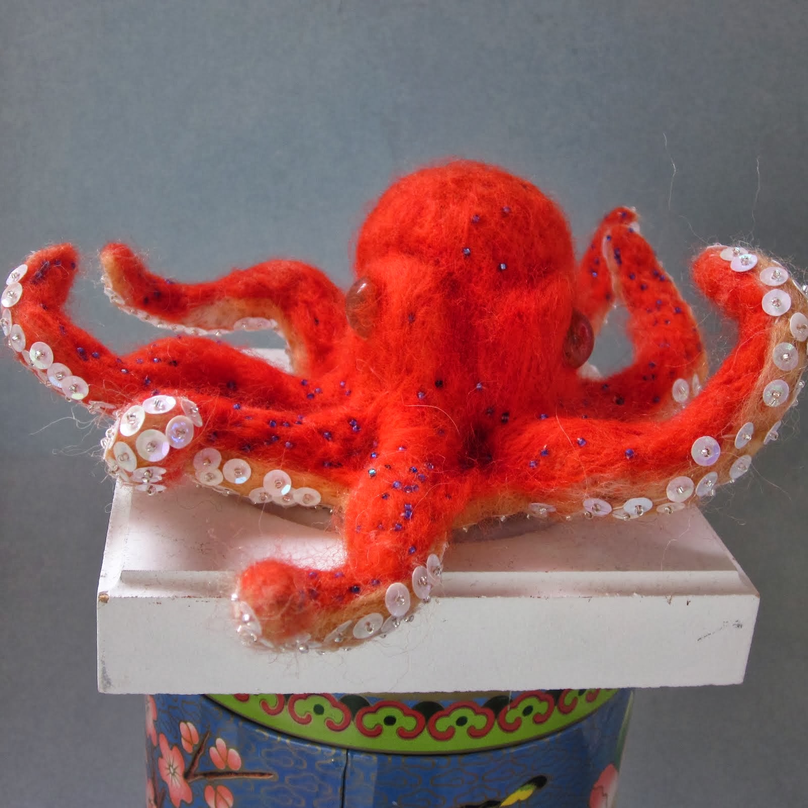 Needle Felted Art by Robin Joy Andreae: An Orange Octopus