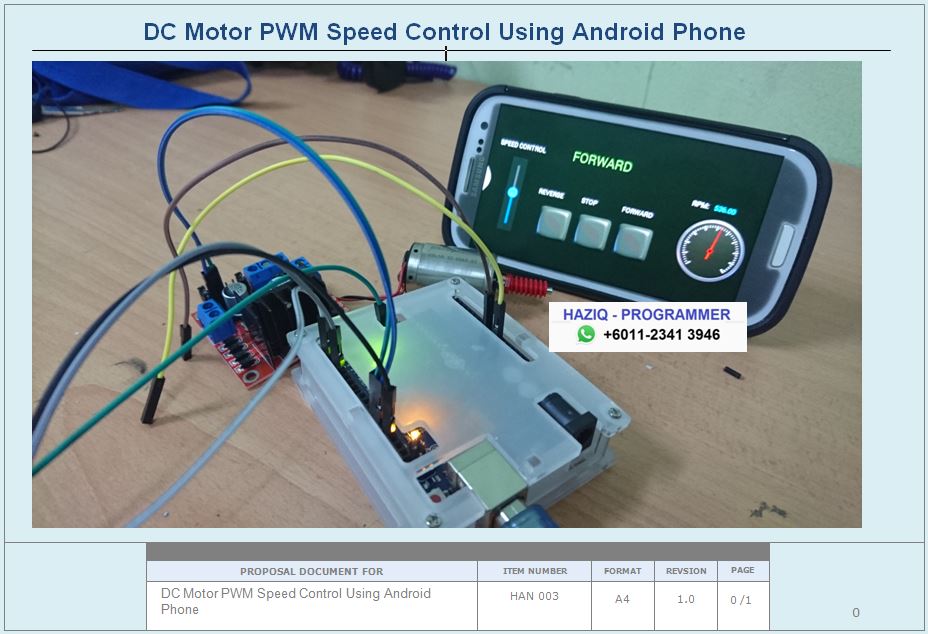 TEMPAHAN - FYP PROGRAMMING : DC Motor PWM Speed Control Using Android Phone