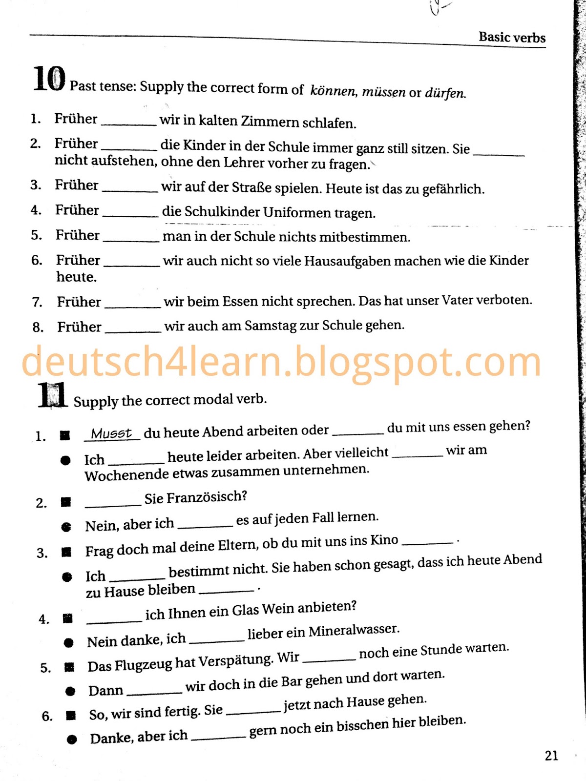 Exercise for German Basic Verbs | Learn Deutsch (German) and Study Abroad