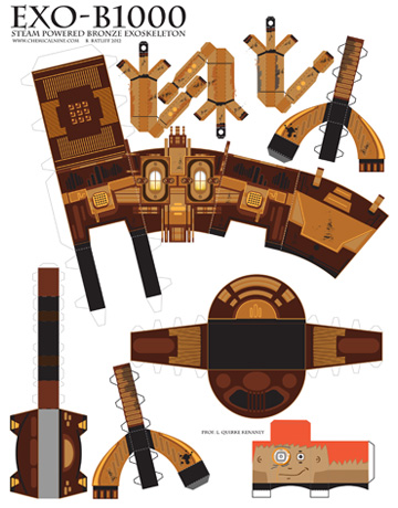 Chemical9: EXO-B1000: Steam Powered Bronze Exoskeleton - Paper toy with ...