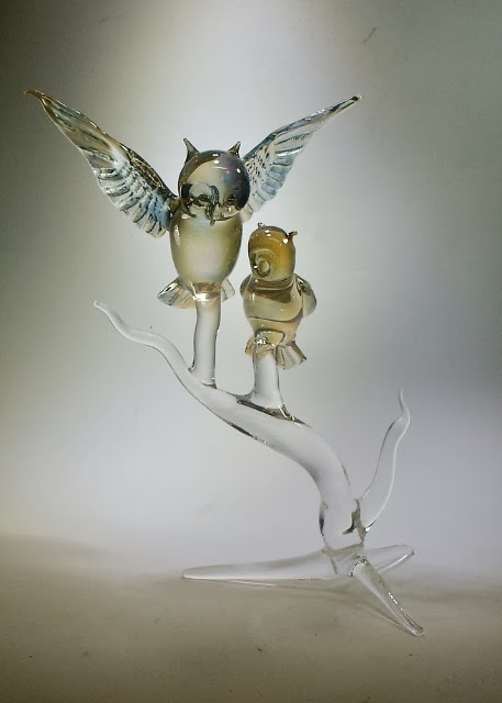 Glassbloggery: Glass Owls on a Branch