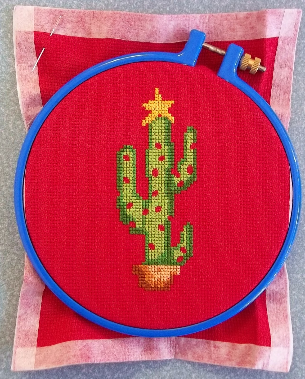 . Debbie's Cross Stitch: Cactus, Cherry, and BBQ Queen progress!