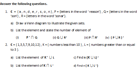 SETS AND NOTATION WORKSHEET - MathsAnimation