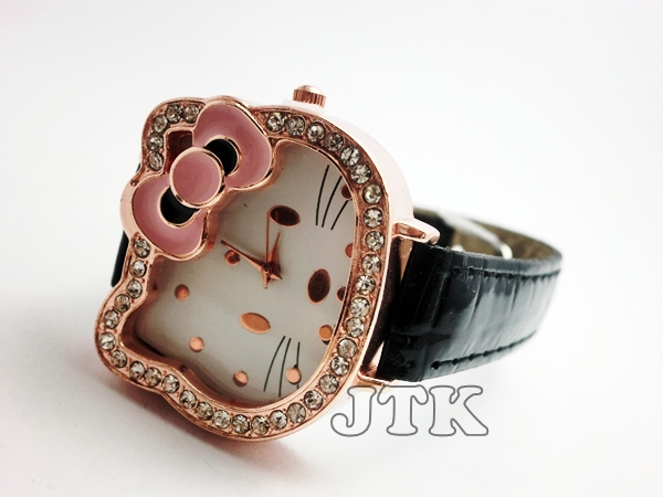 JAM TANGAN HELLO KITTY PARTY LEATHER BLACK Rp 115.000