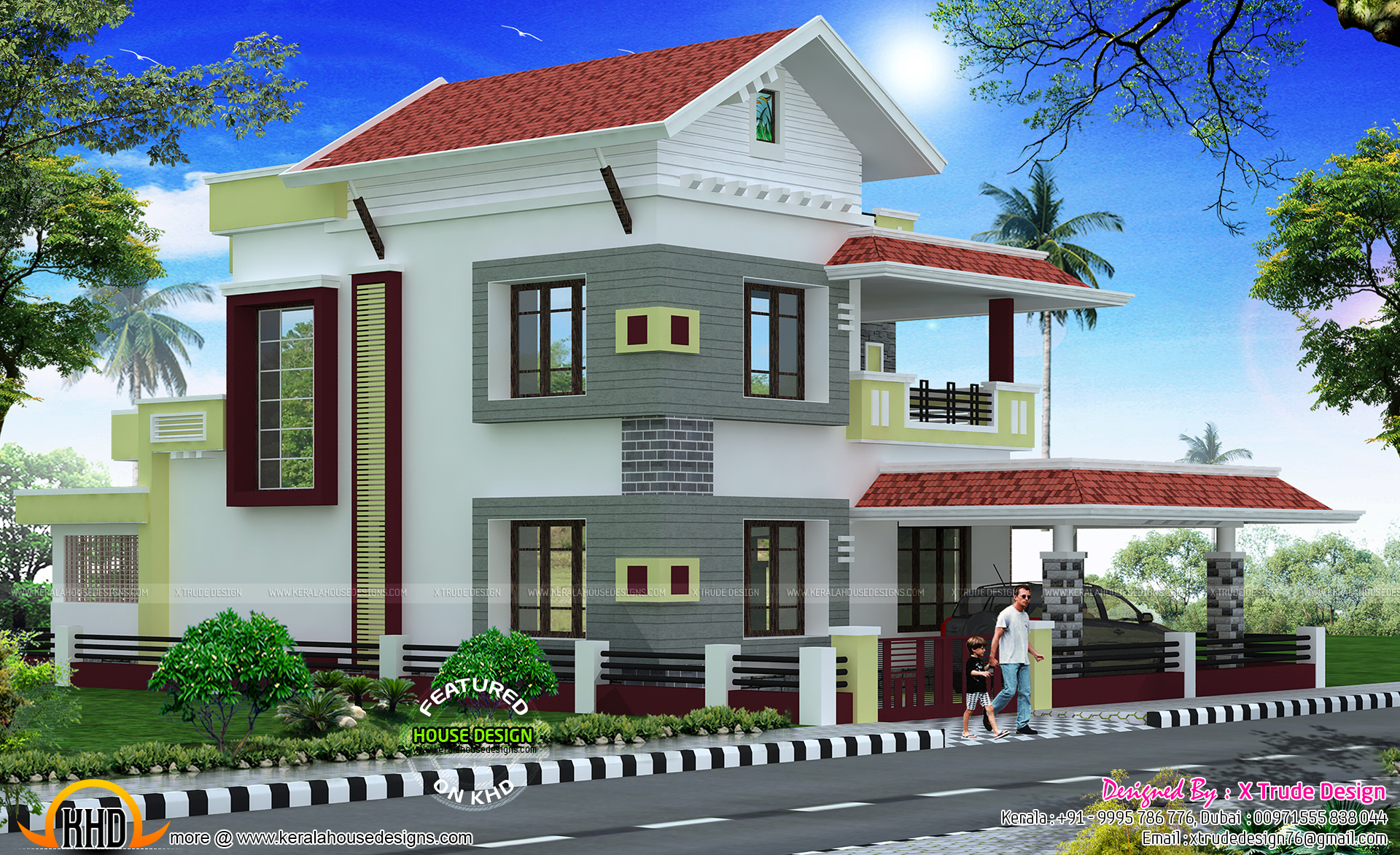 3d view+ plan and finished photo | keralahousedesigns