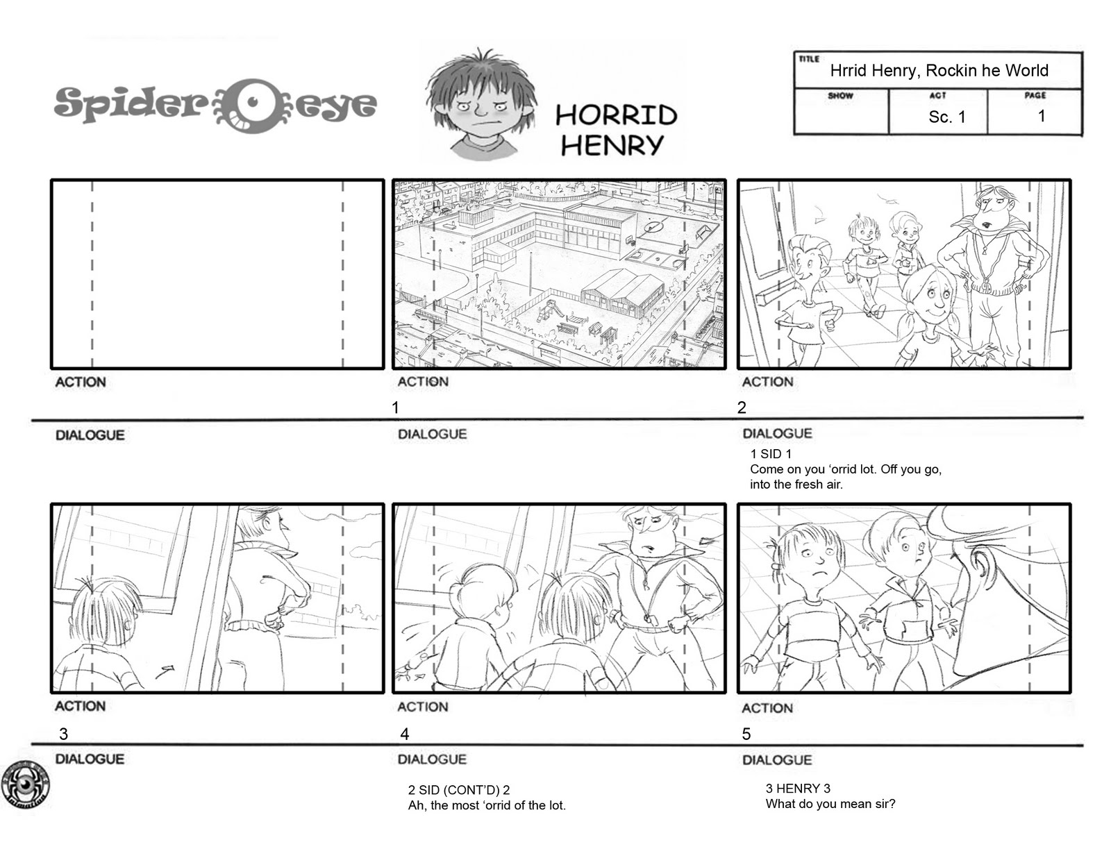 Lincoln Adams Storyboard Art: Horrid Henry "Rockin' the World" Excerpts 1