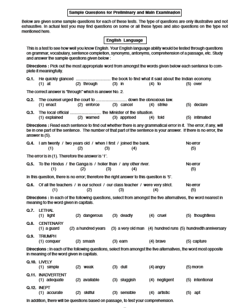 IBPS PO Previous Year Question Papers| Answer Keys