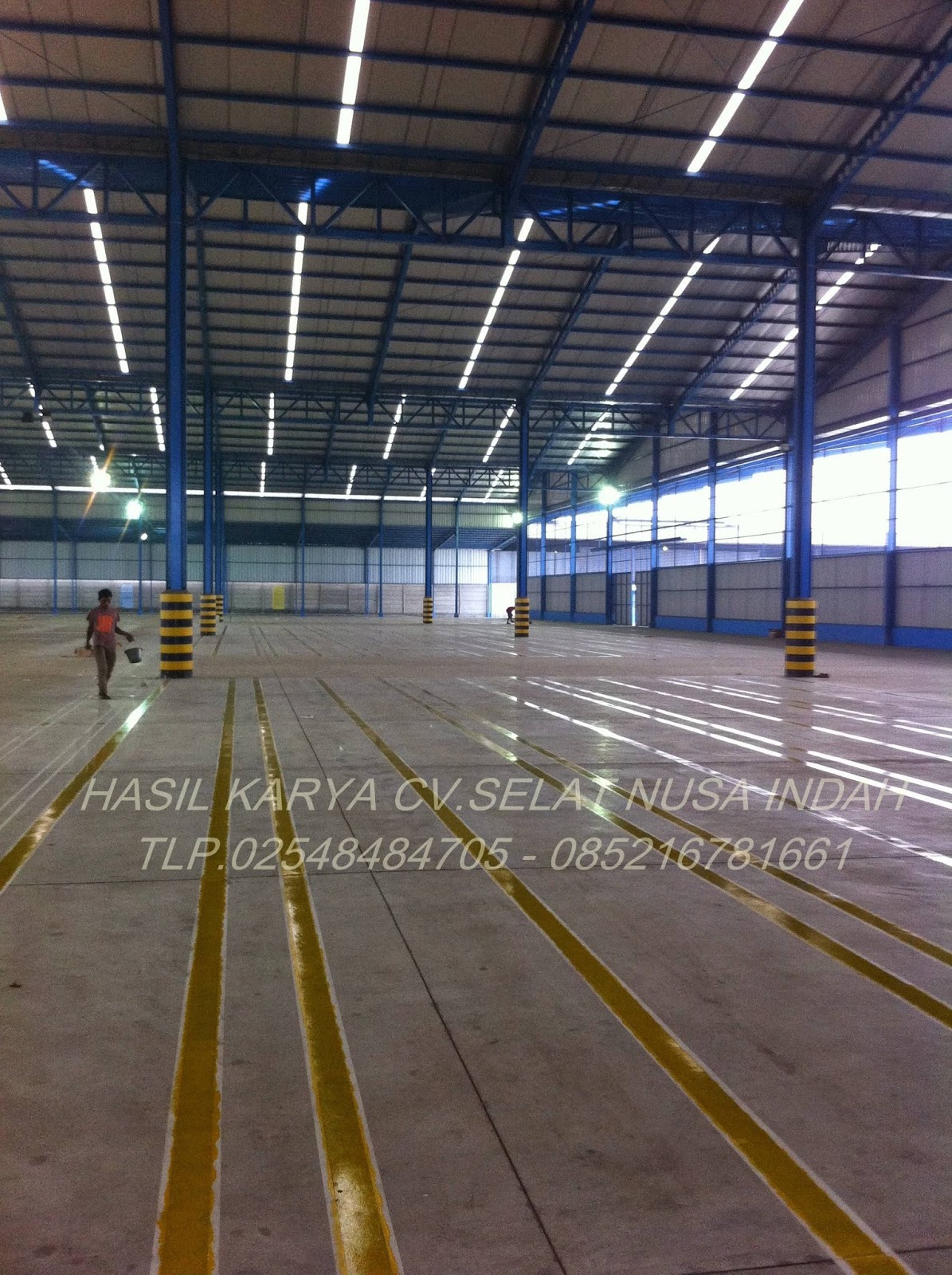 EPOXY FLOOR INDONESIA: line lantai industri / marka lantai pabrik