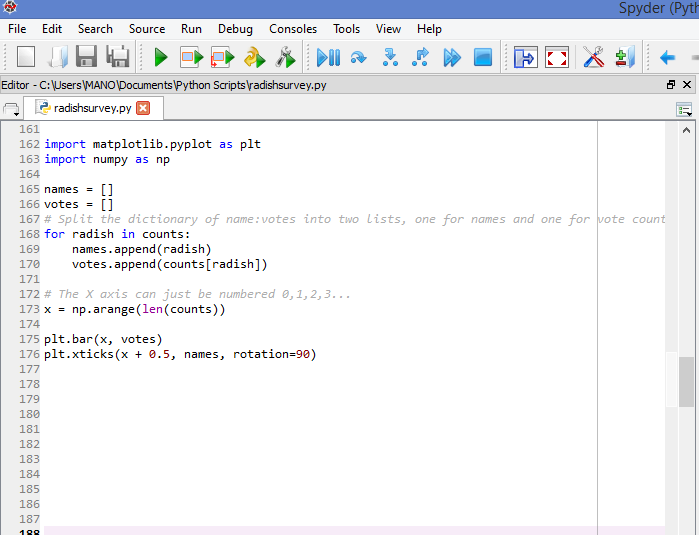 data sceptre: PYTHON PROGRAMMING- 2 ( RADISH SURVEY CHARTS)