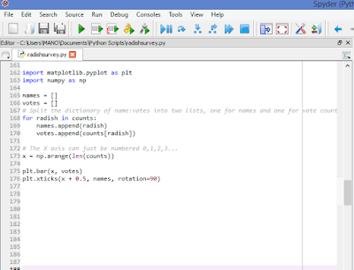 data sceptre: PYTHON PROGRAMMING- 2 ( RADISH SURVEY CHARTS)